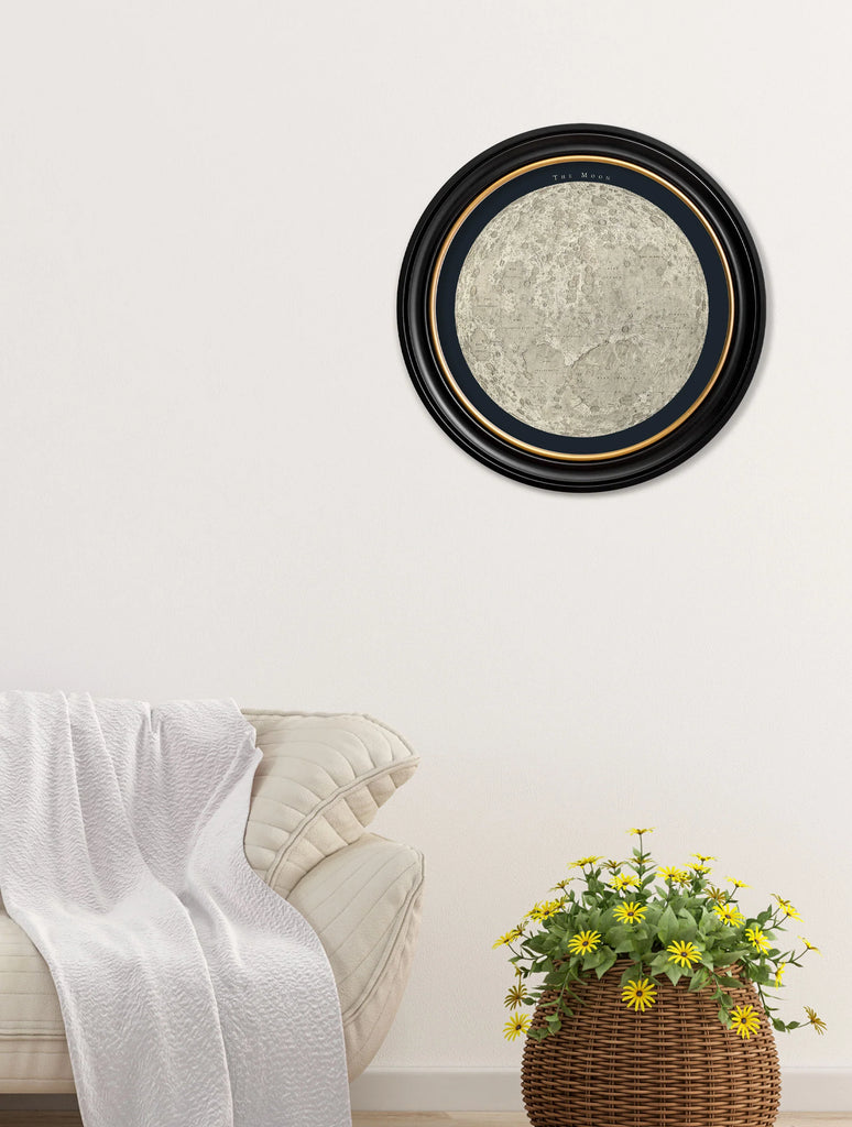 C.1800 Map of the Moon in Round Frame – From Loft to Loved